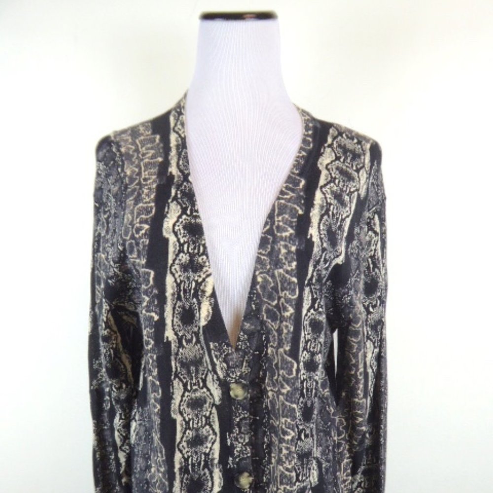 Acne Snake Cardigan Animal Print Cotton Long Button F… - Gem